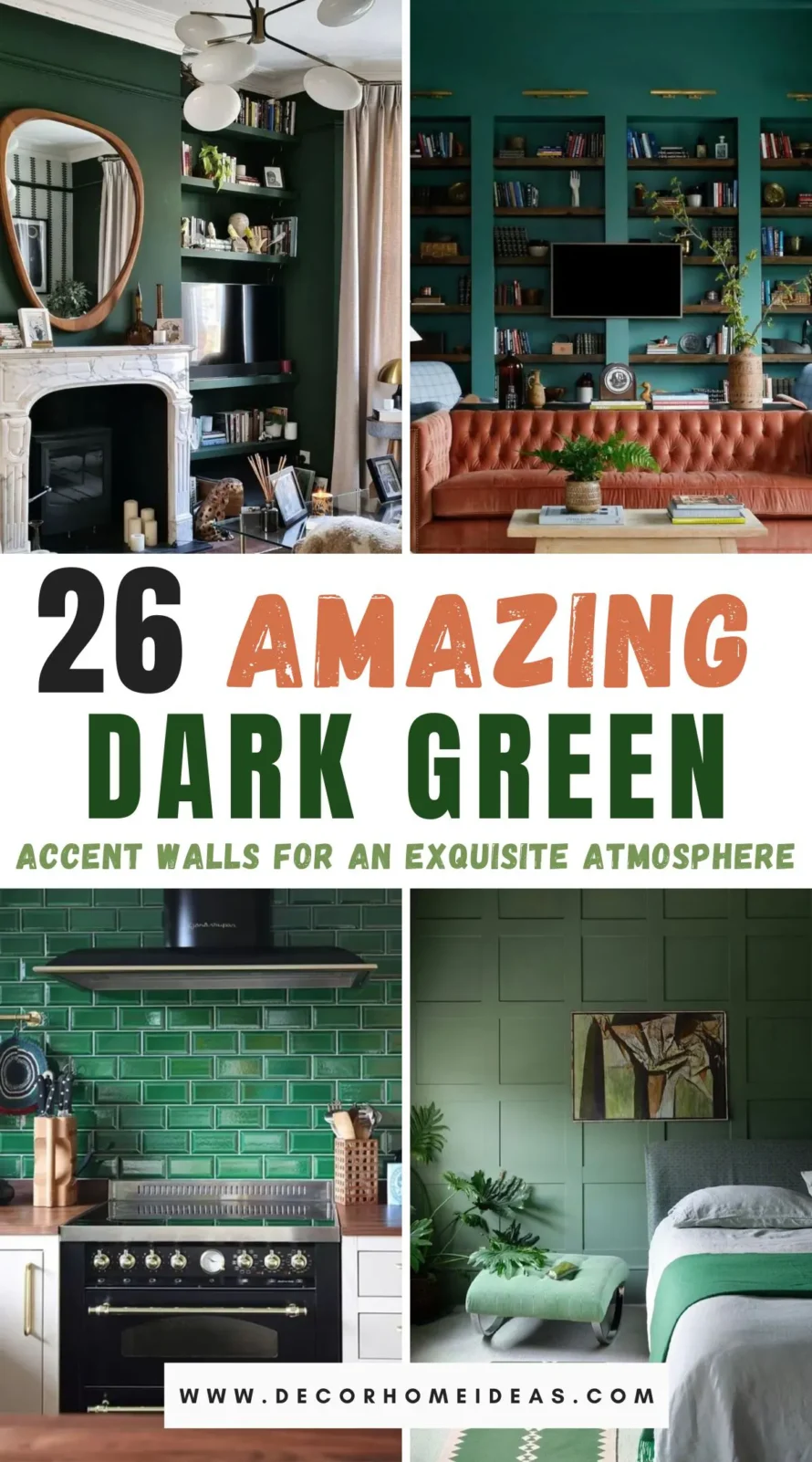 26 Encantadoras paredes de acento verde oscuro para un ambiente ...